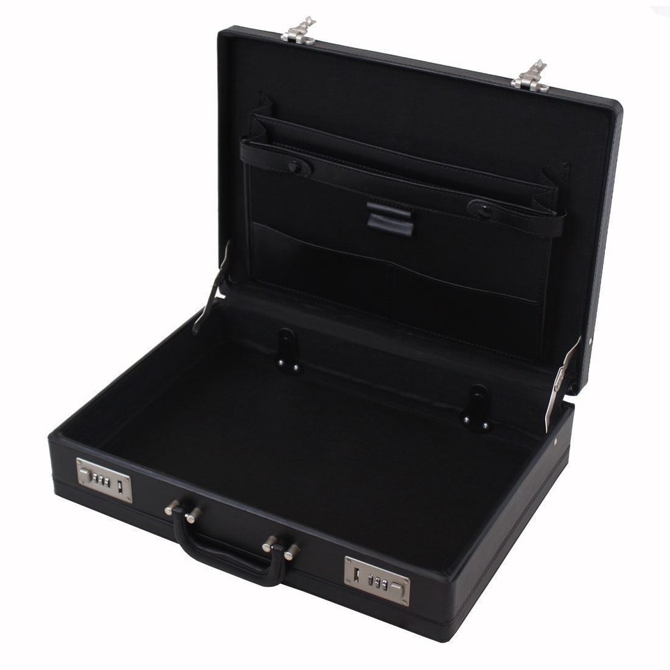 Unisex Executive Faux Leather Business Briefcase Pilot Attache Travel ...