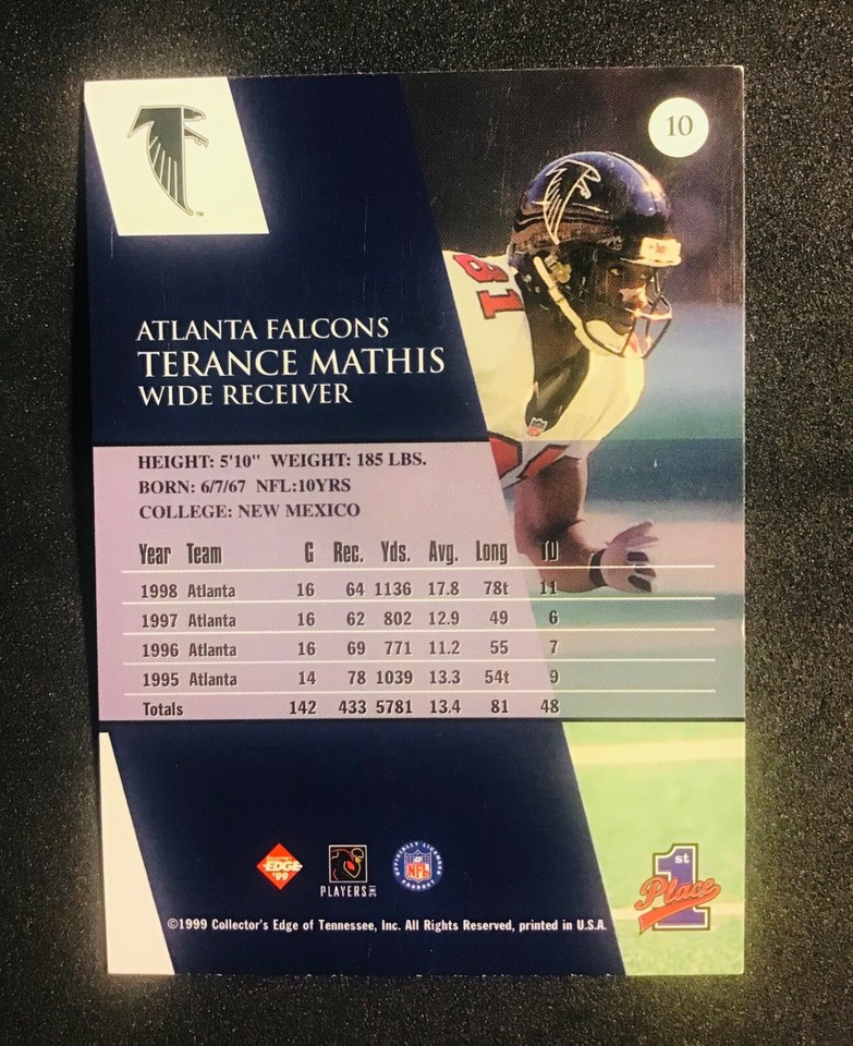 Atlanta Falcons TERANCE MATHIS Autograph signed auto 1999 Collectors ...