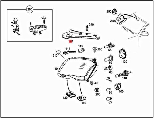 Genuine MERCEDES W204 X204 SUV Right headlamp Cover 2048261024 | eBay
