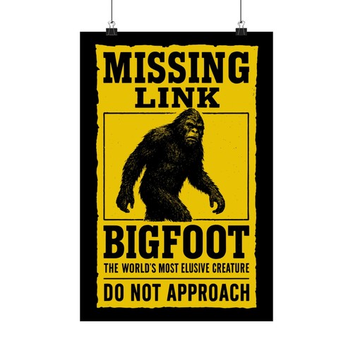 Vintage Bigfoot Warning Poster, Sasquatch Cryptid Decor, Garden Bigfoot ...