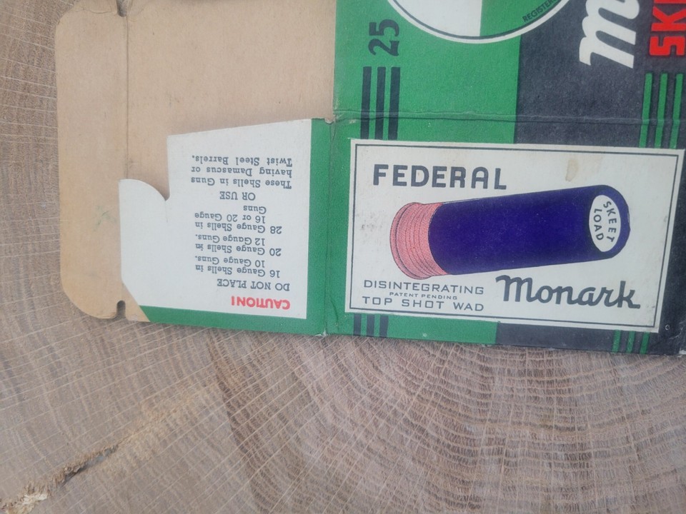 Vintage Federal Monark 12 GA Shotgun Empty Skeet Shell Box | eBay