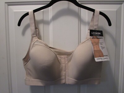 LEONISA CRISS-CROSS BACK POSTURE CORRECTING BEIGE FRONT CLOSE BRA SIZE ...