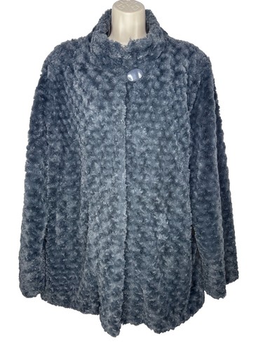 Dennis Basso Gray Faux Fur Coat Mob Wife Jacket Glam Sz XL | eBay