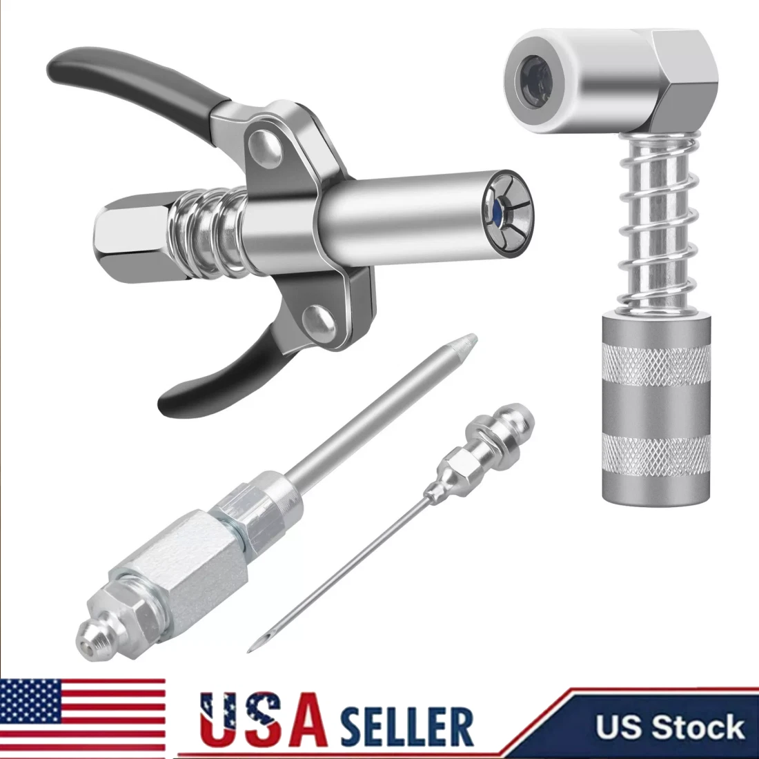 Grease Gun Accessory Kit 90 Degree Coupler Adapter Grease Needle Tips ...