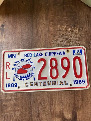 1990 Minnesota Red Lake Chippewa License Plate Tag Centennial RL 2612 ...