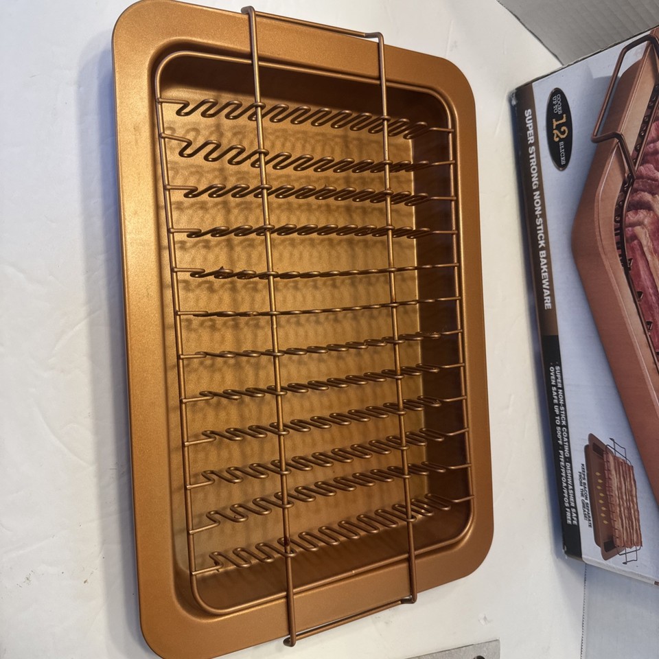 Bacon Bonanza Copper by Gotham Steel Non-Stick Cooker Drip Rack Tray w ...
