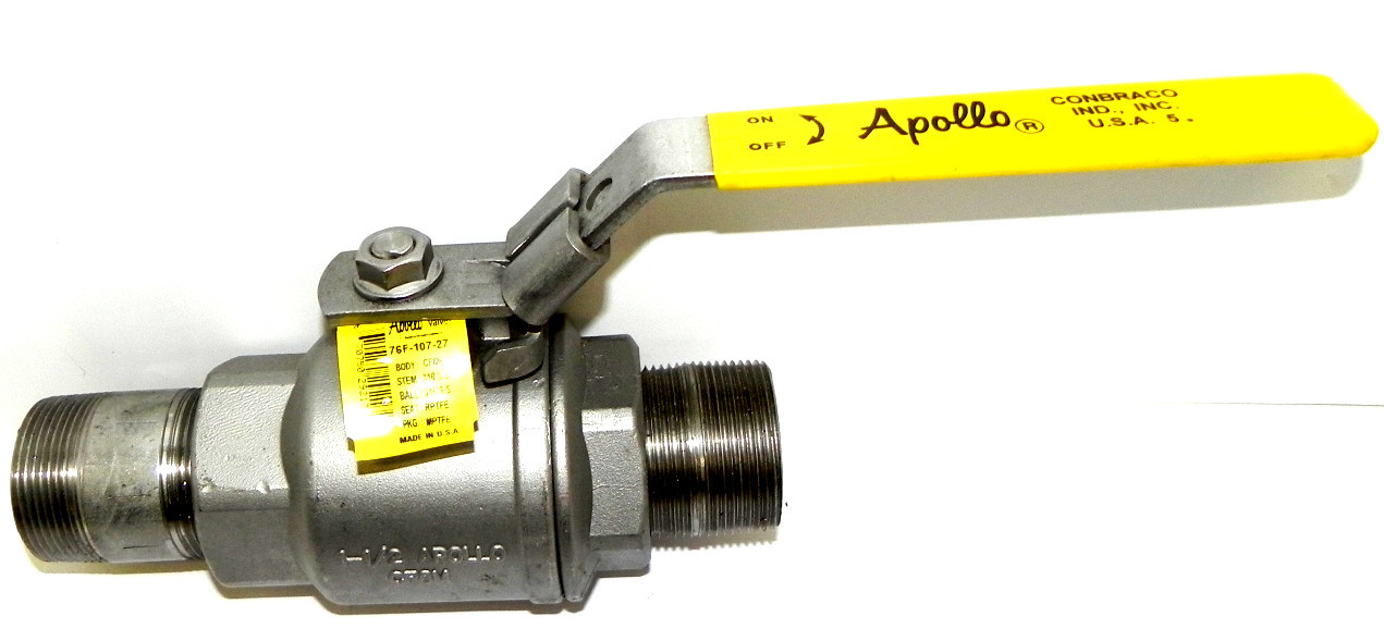 APOLLO 76F-107-27 1-1/2" BALL VALVE STAINLESS STEEL FNPT FULL PORT ...