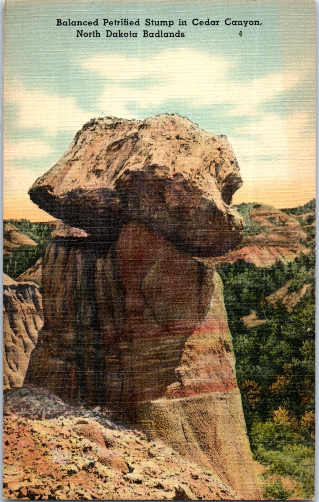 Balanced Petrified Stump in Cedar Canyon ND Badlands North Dakota ...