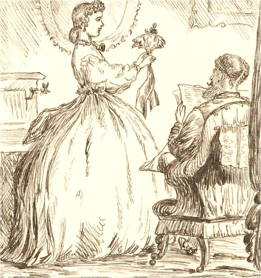 Victorian Pen And Ink Drawing
