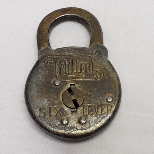 Vintage Miller Padlock Six Lever Steel Lock No Key | eBay