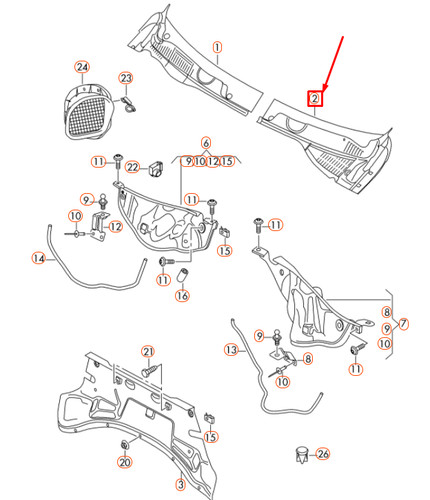 VOLKSWAGEN TOUAREG 7P LEFT COWL WATER DEFLECTOR LHD 7P6819401B NO DUTY ...