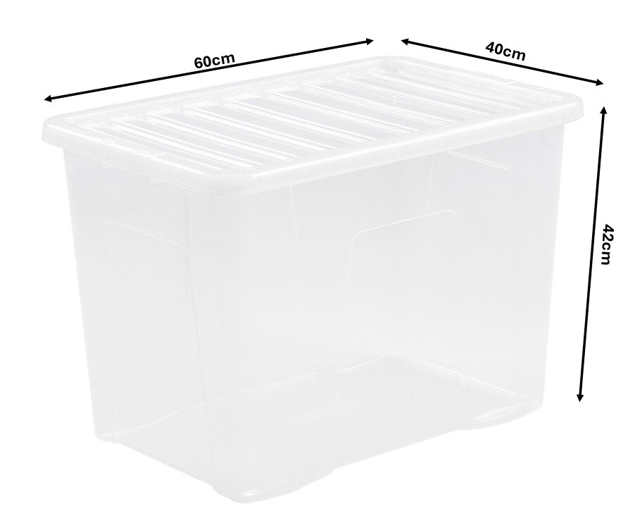 25L & 80L Crystal Clear Plastic Storage Container Boxes with Secure ...