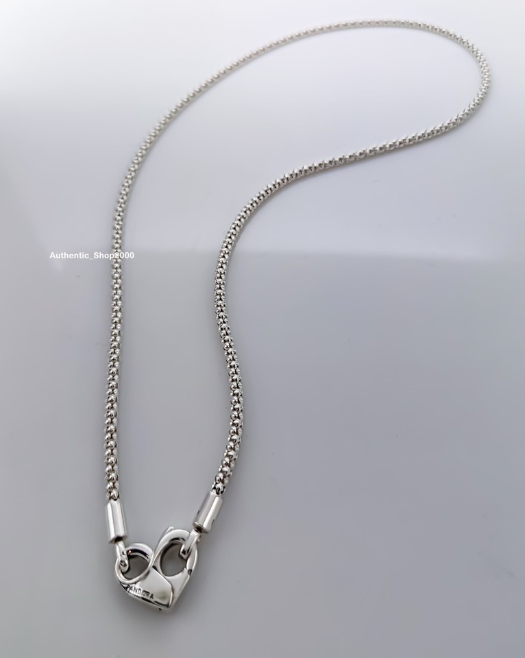 NEW 100% Authentic PANDORA 925 Silver Heart Studded Chain Necklace ...