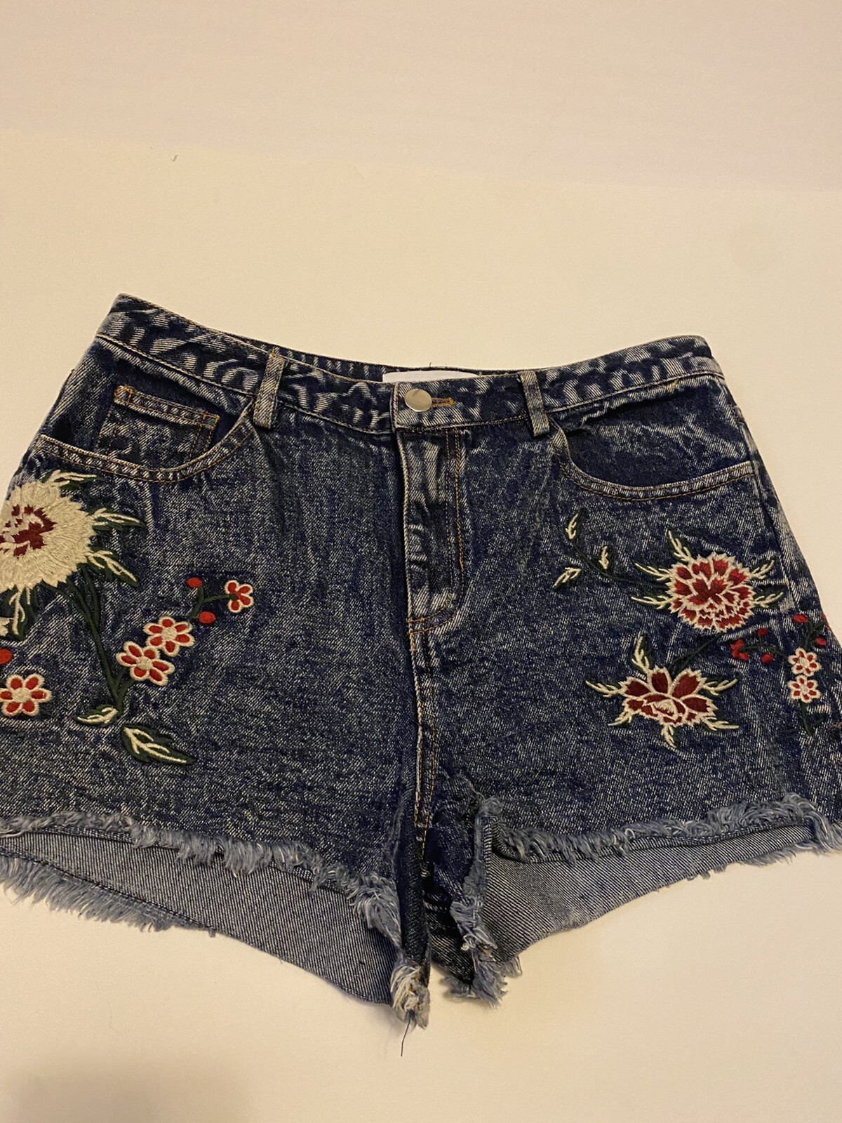 Lucky Penny Denim Shorts front/back pocket embroider… - Gem
