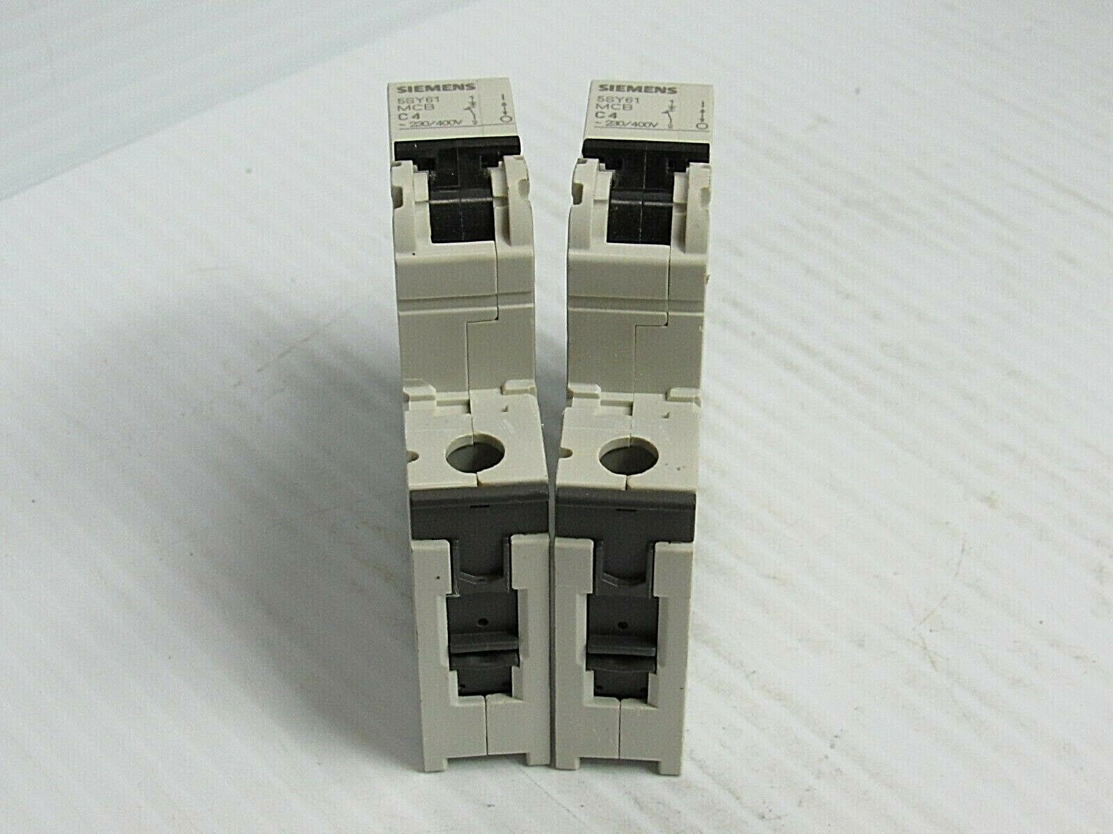 LOT OF 2 SIEMENS CIRCUIT BREAKER 5SY6104-7 5SY61047 230/400V 4 AMP A 4A ...