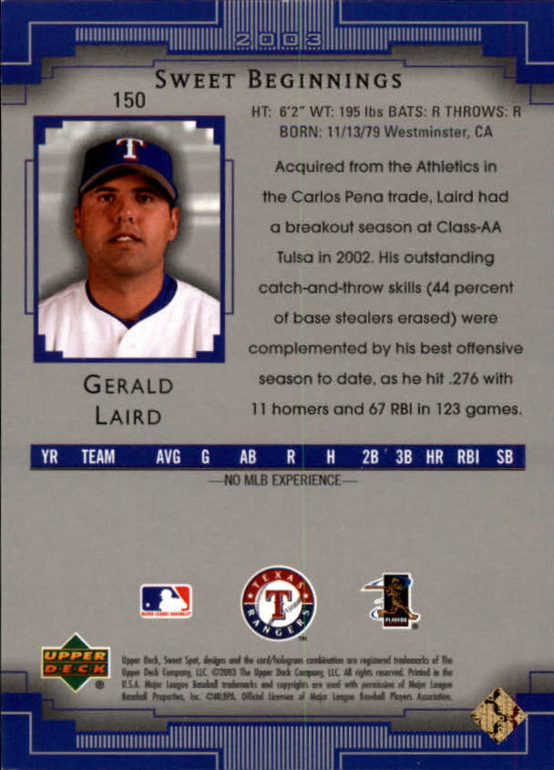 2003 Sweet Spot #150 Gerald Laird SB/2003 - NM-MT | eBay