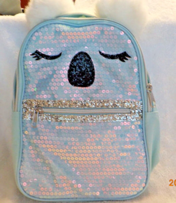 Pastel Blue mini Panda backpack w/ sequin front and pom pom ears | eBay