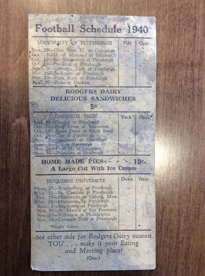 1940 University of Pittsburgh, Carnegie Tech, Duquesne University ...