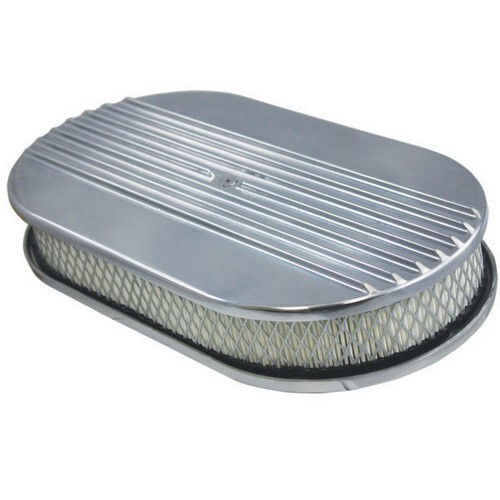 15" x 2" Oval Air Cleaner - Half Finned Paper Filter Element Polished ...