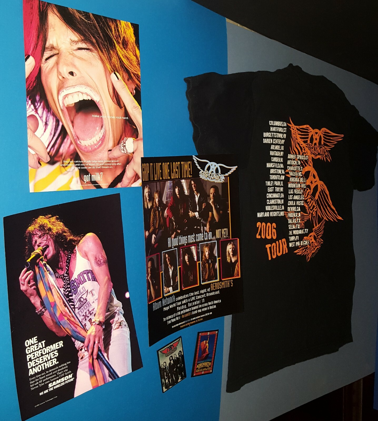 AEROSMITH 2 SIDED WORLD TOUR T SHIRT, 3 VTG AD' S AND… - Gem