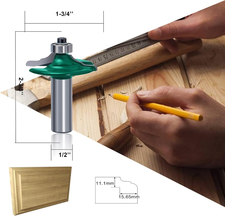 PEALIFE Router Bit Set Door Drawer Cabinet Front Edging 1/2 Inch Shank ...