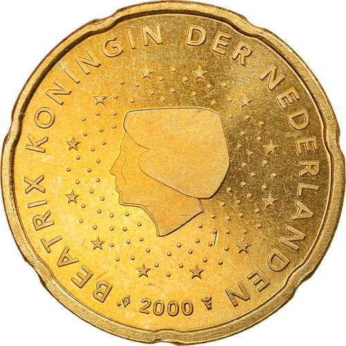 [#795231] Niederlande, 20 Euro Cent, 2000, Utrecht, BE, UNZ, Messing ...