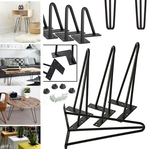 4x Hairpin Table Legs Hair Pin Legs Set for Furniture Bench Desk Metal ...