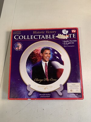 Barack Obama Commerative Plate 22k Gold Rim Collectible New Historic ...