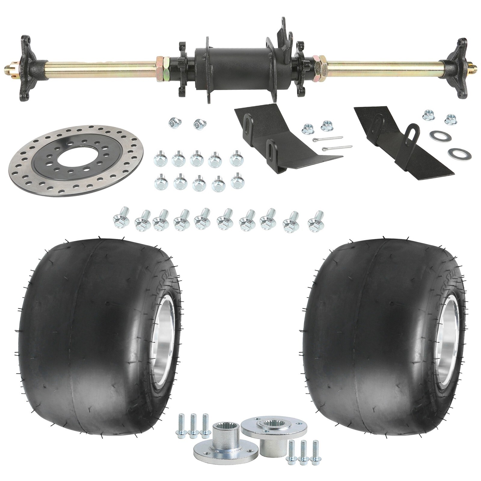 28'' 32'' Go kart ATV Rear Axle Kit 11x7.10-5 10x4.50-5 Tire Wheel 3 ...