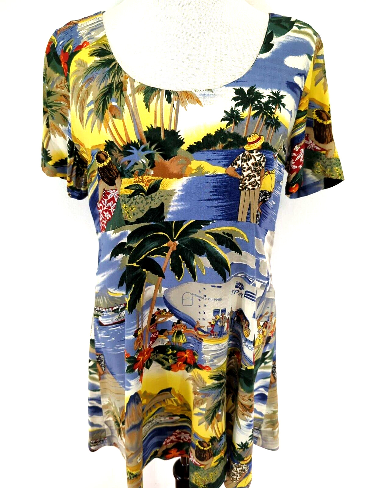 REYN SPOONER Hawaiian Mini Dress Hula Girl Honolulu C… - Gem
