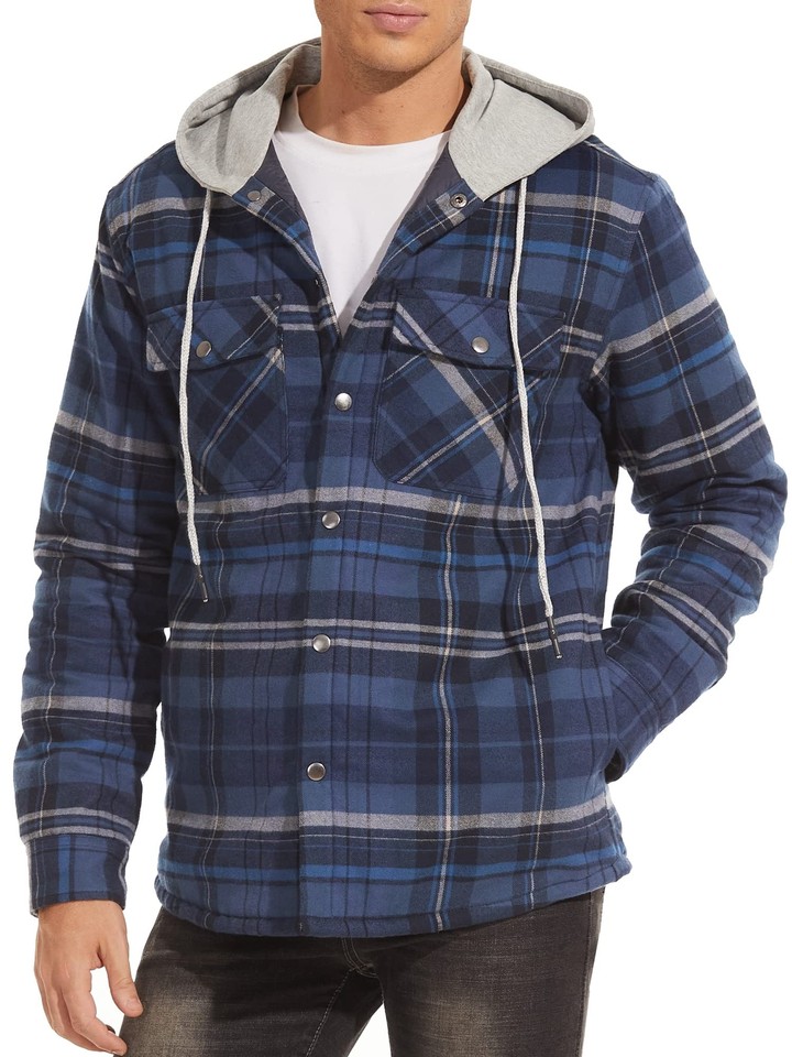 Men's Winter Shirt Jacket Thermal Flannel Plaid Shirts Long Sleeve ...