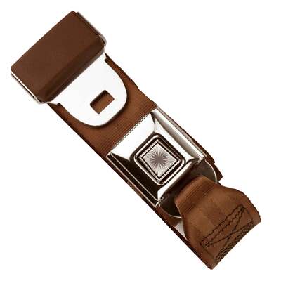 RetroBelt Brown Push Button Lap Belt 60" 2-Point Classic Seat Belt ...