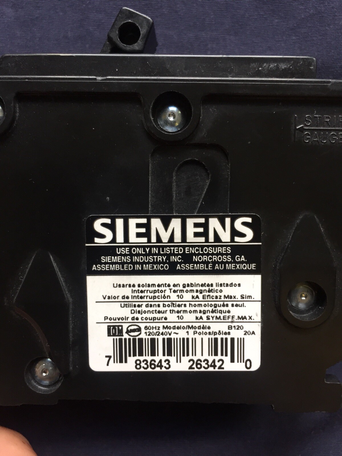 NEW SIEMENS BL120 B120 1 POLE 20 AMP 120v BREAKER TYPE BL BOLT ON ...