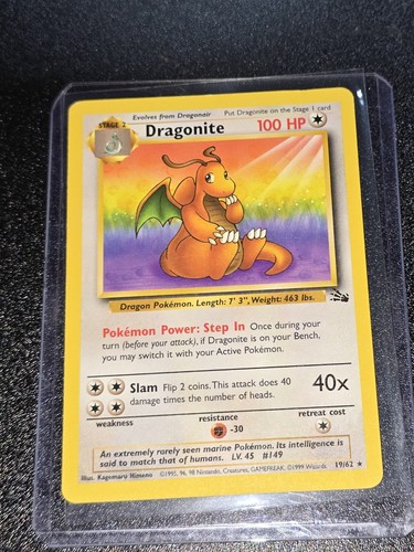 Pokémon Card Dragonite Rare 19/62 Unlimited Fossil Set 148 LP | eBay