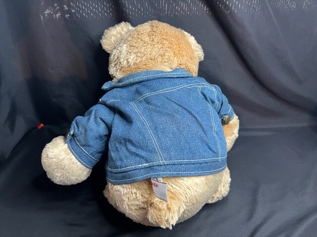 Gund Brown Teddy Bear Denim Blue Jacket Brass Buttons Plush Threaded ...