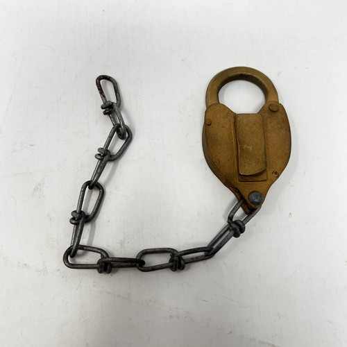 Vintage Brass Heart Shaped Lock Old Padlock & Original Chain Antique ...