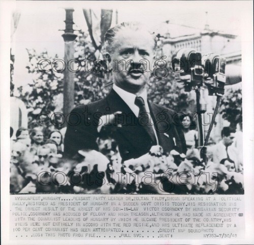 1948 Dr Zoltan Tildy of Hungary Press Photo | eBay