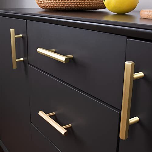 5pack Solid Brass Hexagon Cabinet Pulls 5inch Hole Center Brushed ...