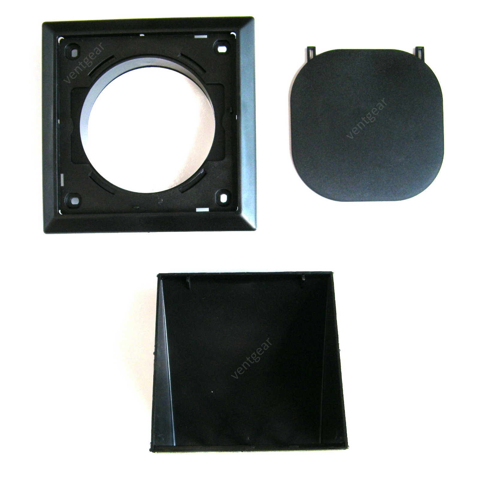 100mm 4" Black Cowl & non return flap - Tumble dryer-Extractor fan ...