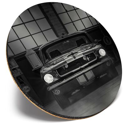 Round Single Coaster - BW - Retro American Muscle Car #42115 | eBay