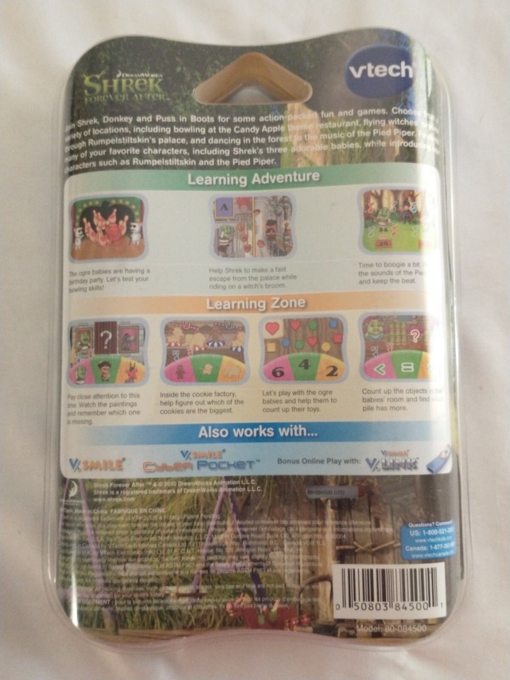 SHREK Vtech V.Smile Motion Learning Game Dreamworks Shrek Forever After ...