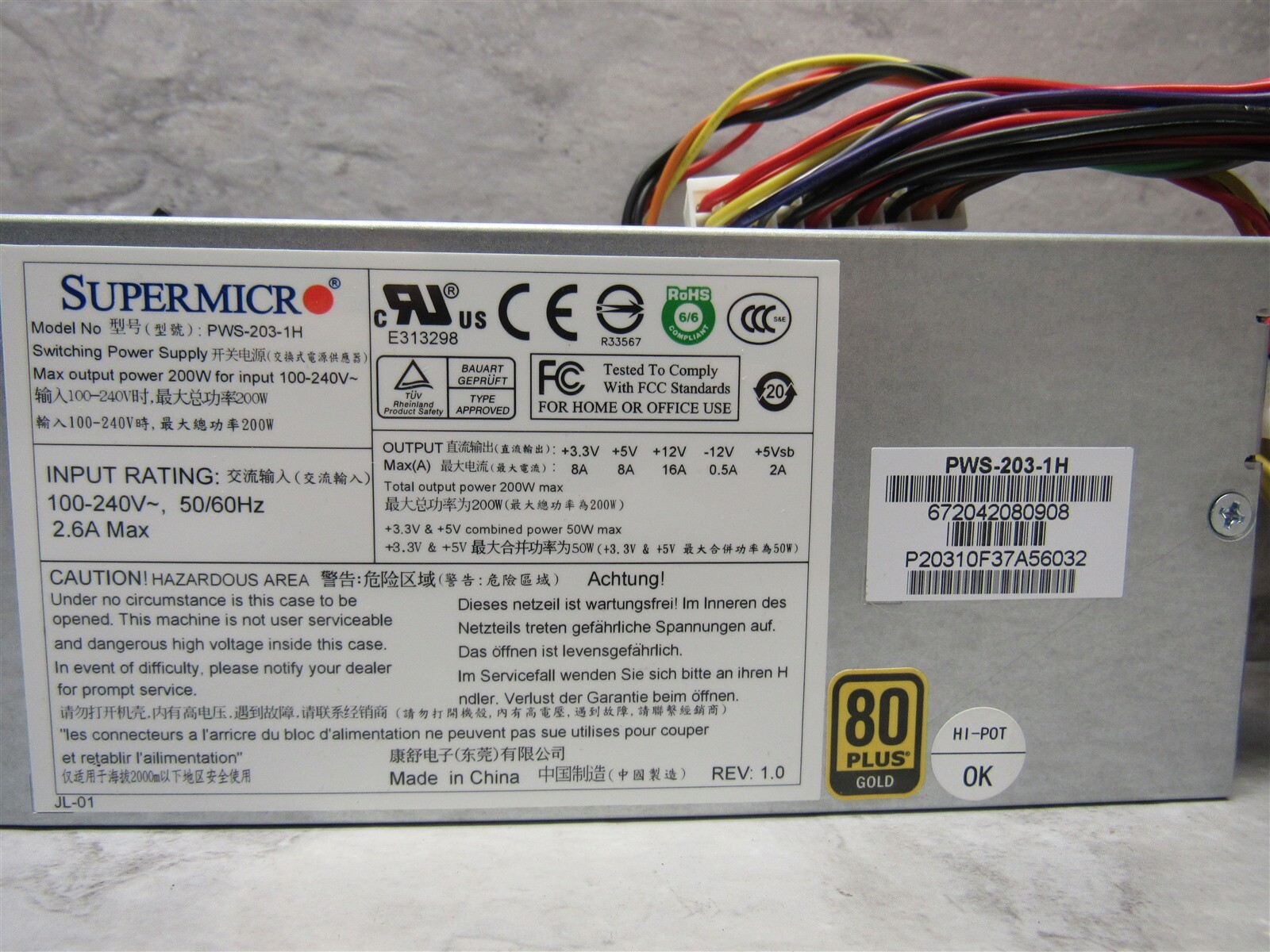 SuperMicro 5018A-FTN4 200W PWS-203-1H 672042080908 Power Supply PSU | eBay