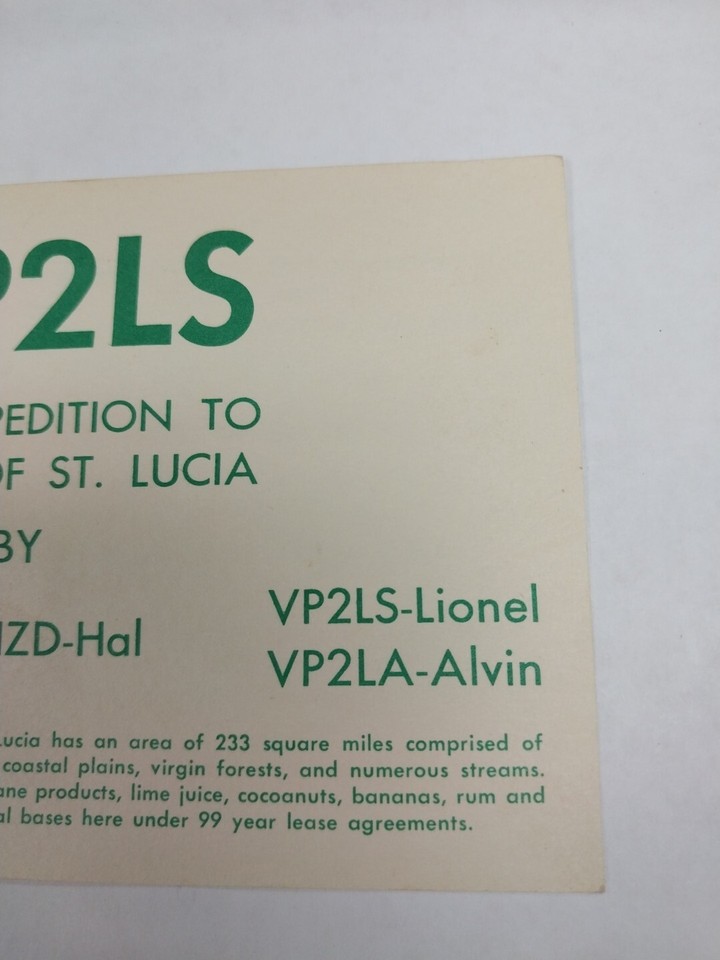 Saint Lucia QSL Radio Card 1962 Mary Ryden Lionel | eBay