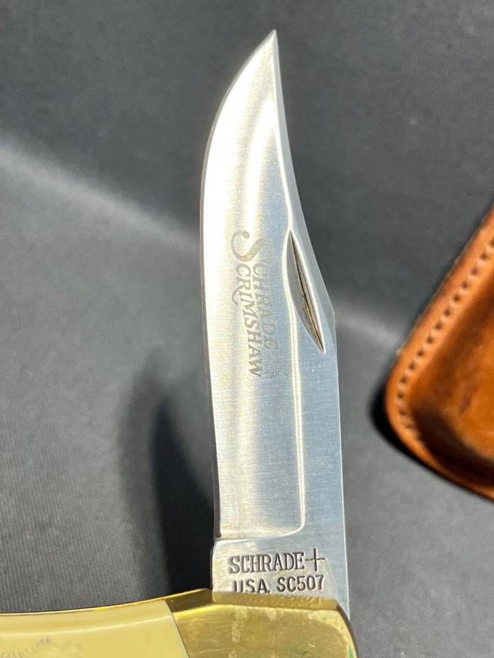 Schrade USA Scrimshaw SC507, Locking Folder, Leather Sheeth | eBay