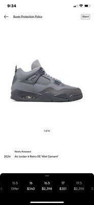 Size 17 - Air Jordan 4 Retro SE Wet Cement | eBay Size 17 - Air Jordan 4 Retro SE Wet Cement | eBay