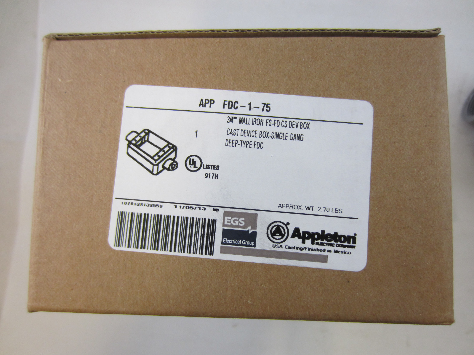 APPLETON FDC175 3/4" TYPE FD BOX FDC-1-75 FDC2 | eBay