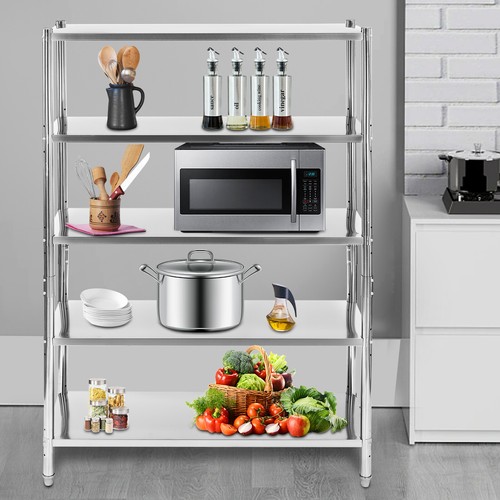 5 Tiers Adjustable Shelf Storage Stainless Steel Heavy Duty Shelving ...