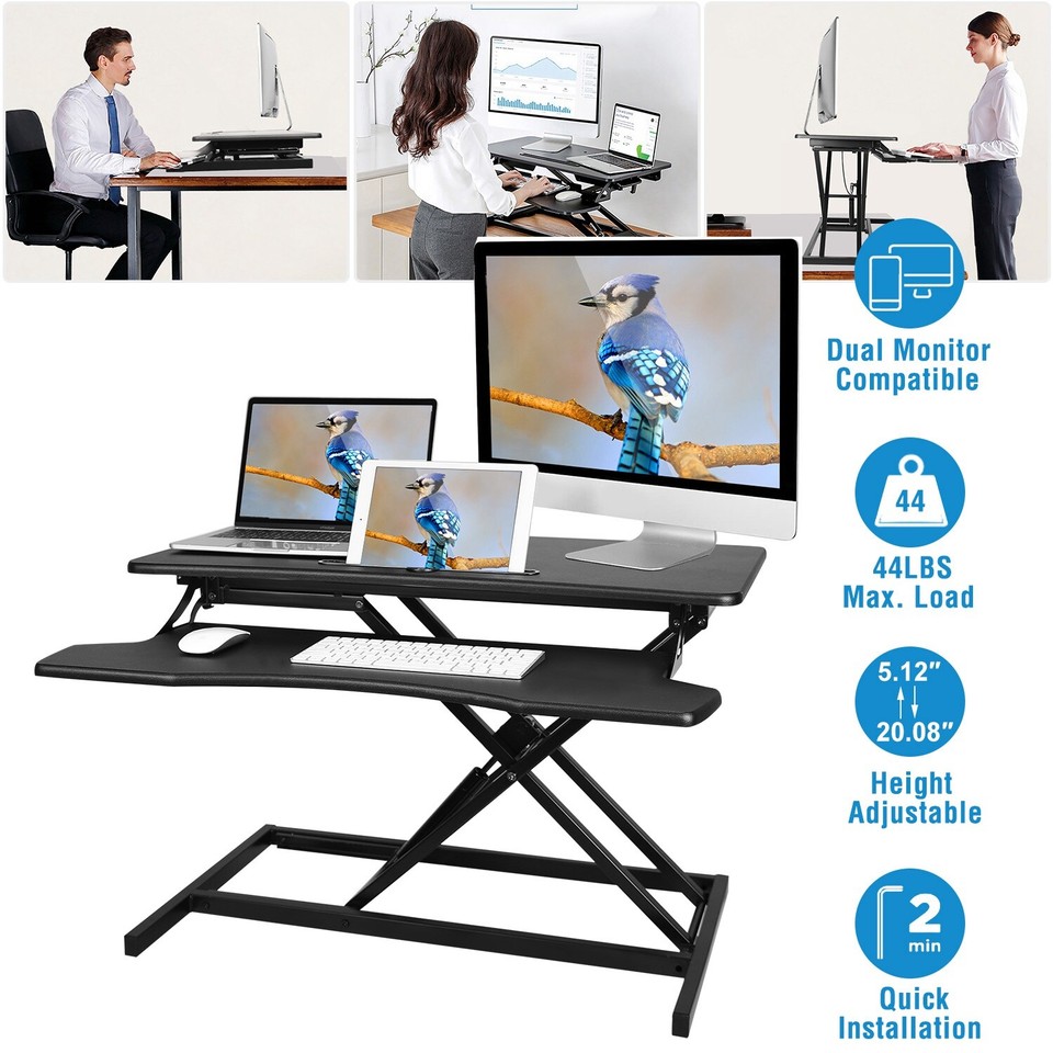 Height Adjustable Workstation Desk Laptop Computer Table with Keyboard ...