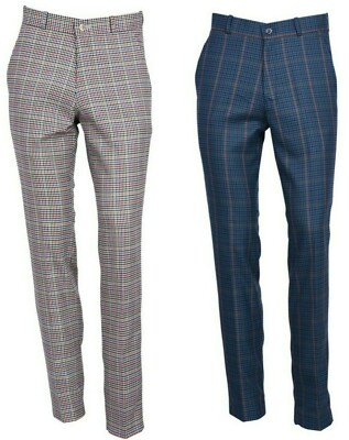 Men's Retro Vintage Sta Press Golf Trousers Slim Fit Classic Tweed ...