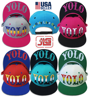 YOLO 2Tone Snapback Acrylic Gradient Emb Adult Adjustable Hats Baseball ...